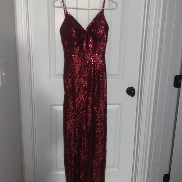B. Smart | Dresses | B Smart Gown Burgandy Red Sequin Long Formal Dress ...